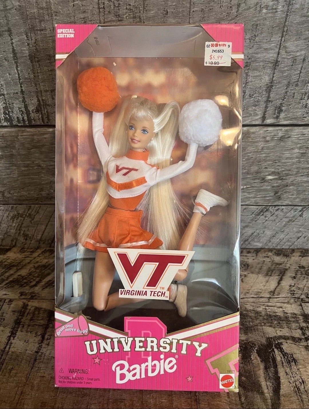 Vtg Virginia Tech Barbie Cheerleader Speacial Edition New Old Stock ...