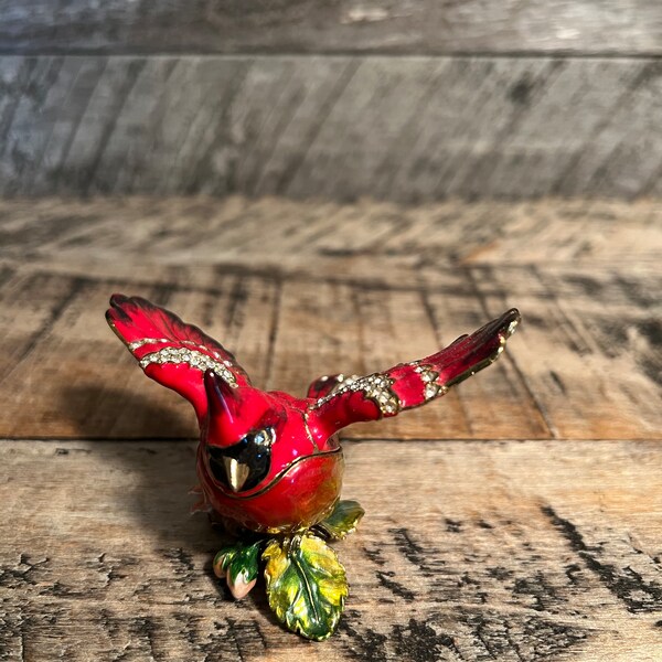 Cardinal Enamel Trinket Box - Etsy