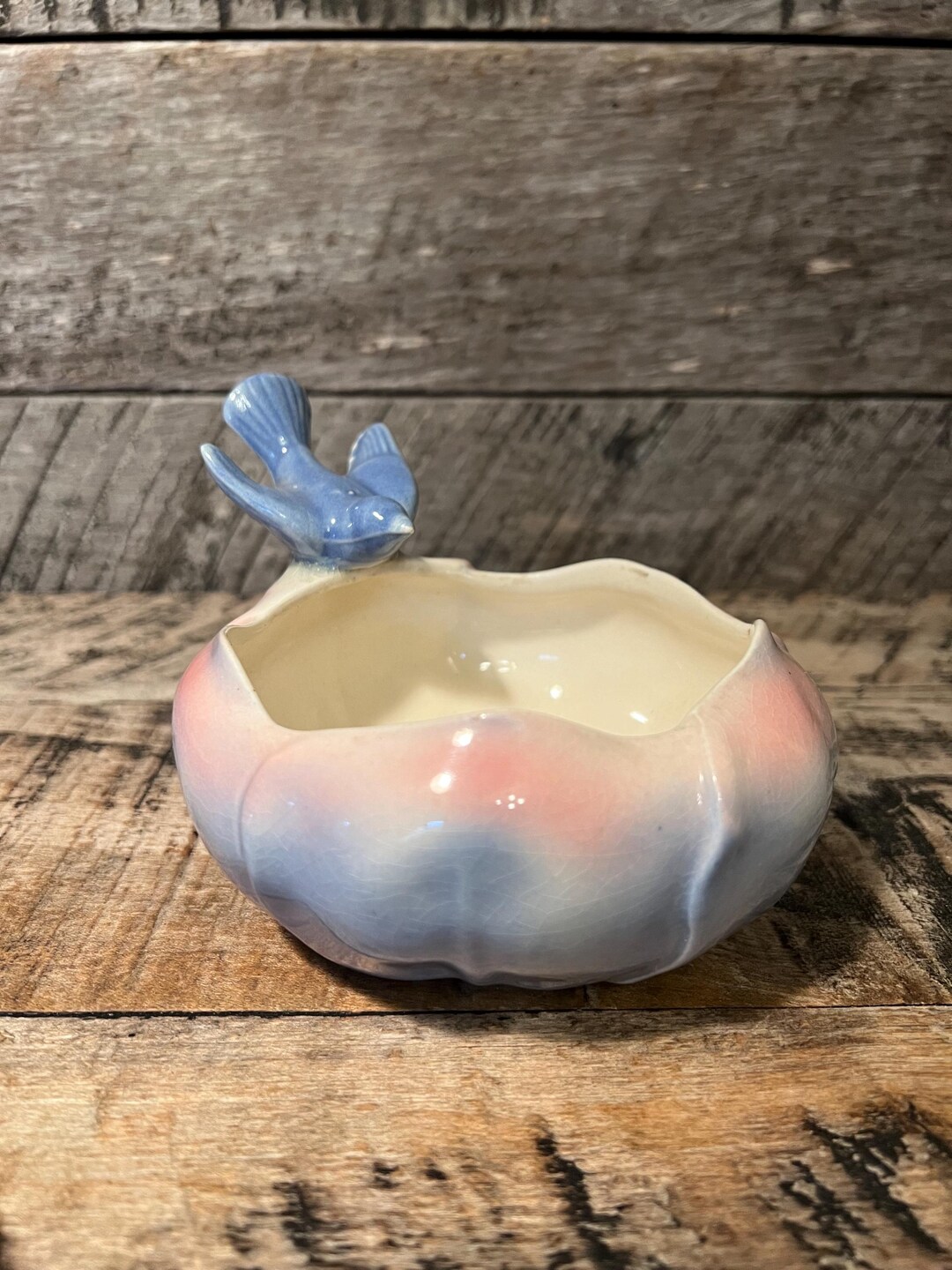 Royal Copley Pottery Bird Planter Bowl Pink and Blue Ceramic - Etsy