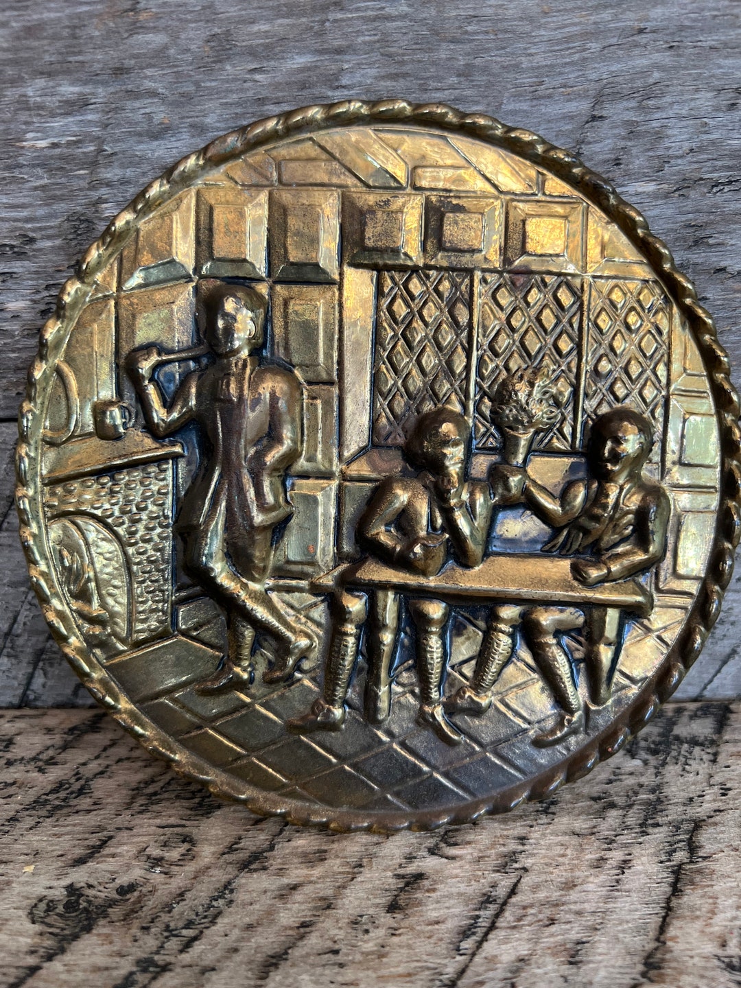 Copper Brass Stamped Wall Container Bar Pub Scene - Etsy