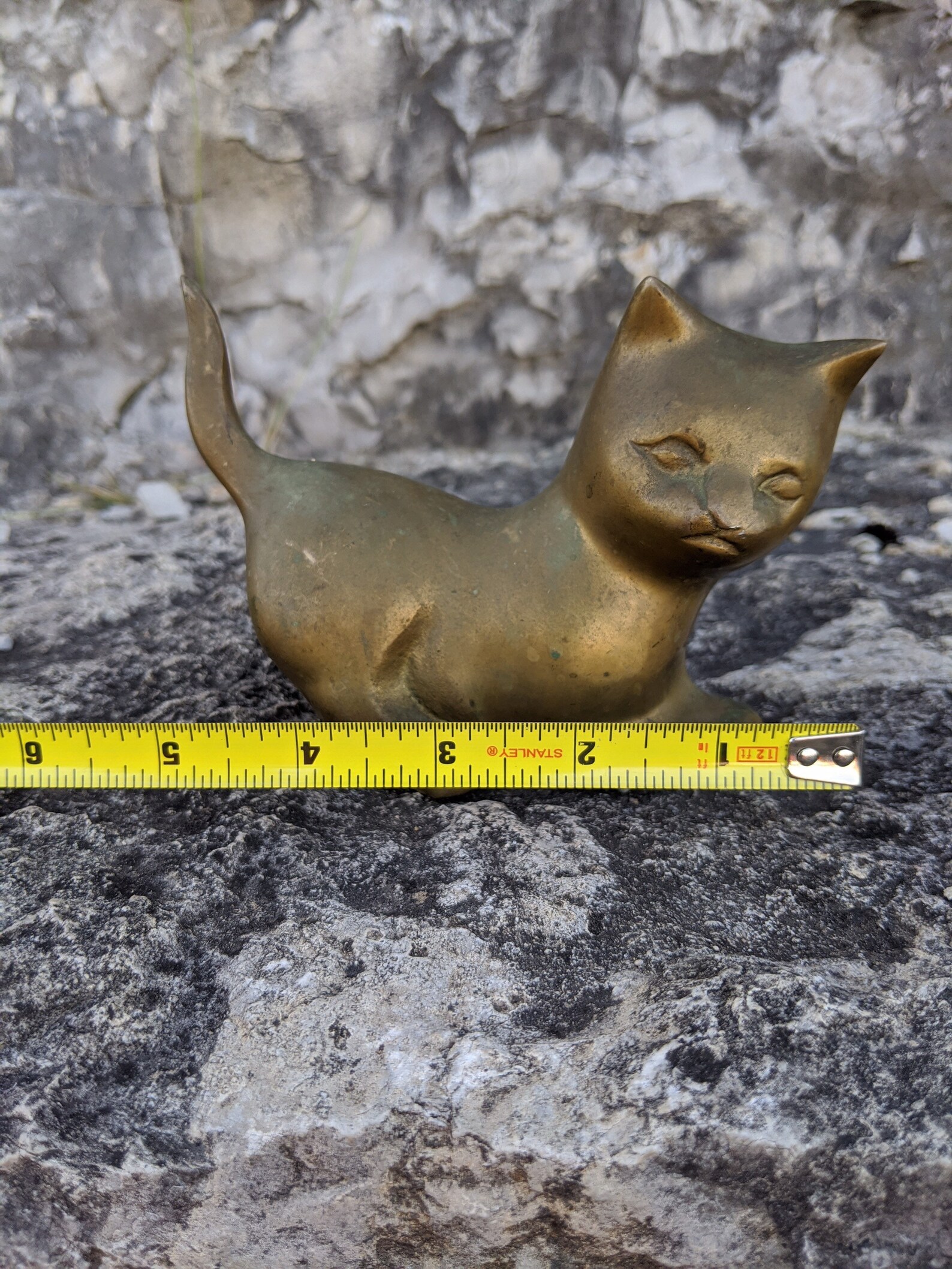 Vintage Laying Brass Cat - Etsy
