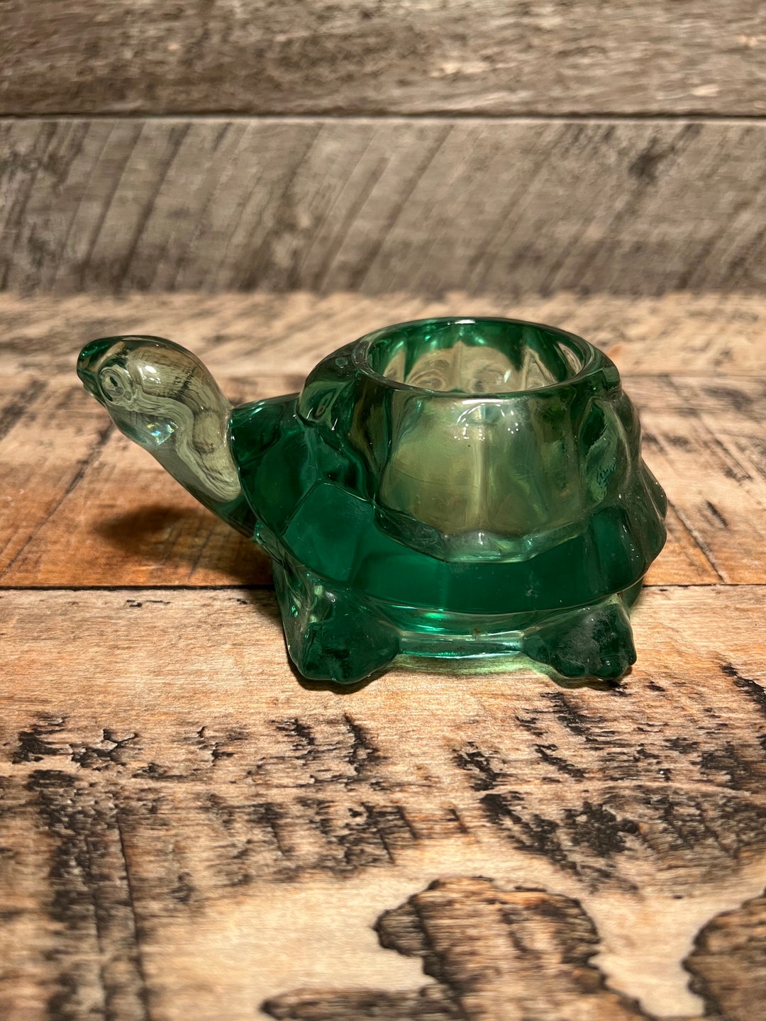 Indiana Glass Green Turtle Candle Holder Figurine Tea Light Votive ...