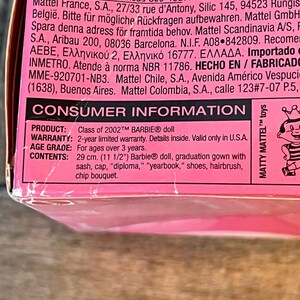 Mattel Class of 2002 Barbie Doll Special Edition Graduation Barbie ...