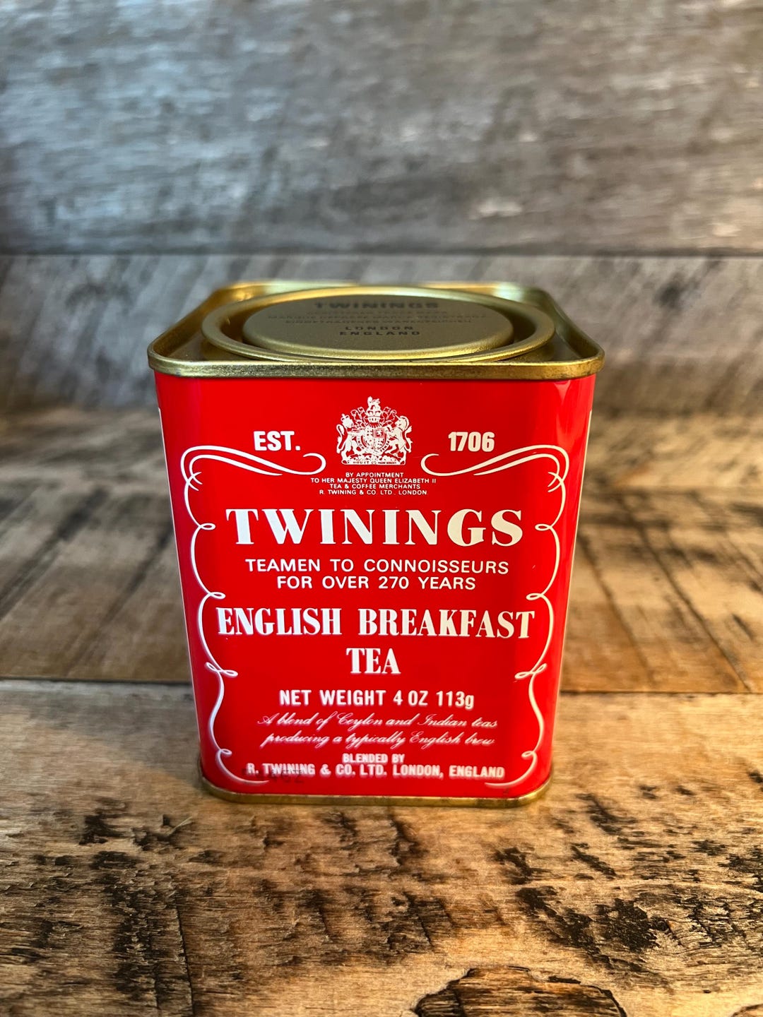 Vtg Twinings English Breakfast Tea Tin Container London England Kitchen ...