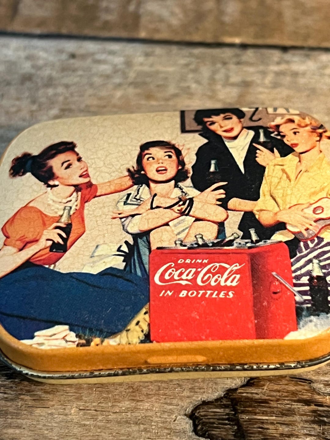 Small Coca Cola Tin Container With Attached Lid Rare Vtg - Etsy