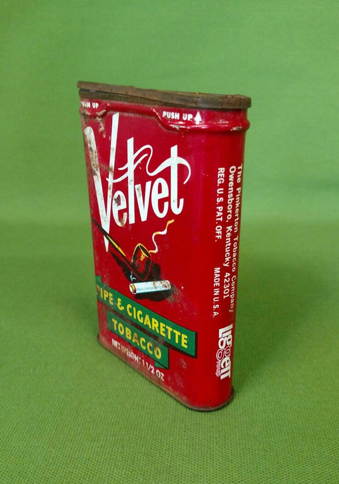 Vintage Velvet Pipe & Cigarette Tobacco Can, Home Decor, Man Cave - Etsy