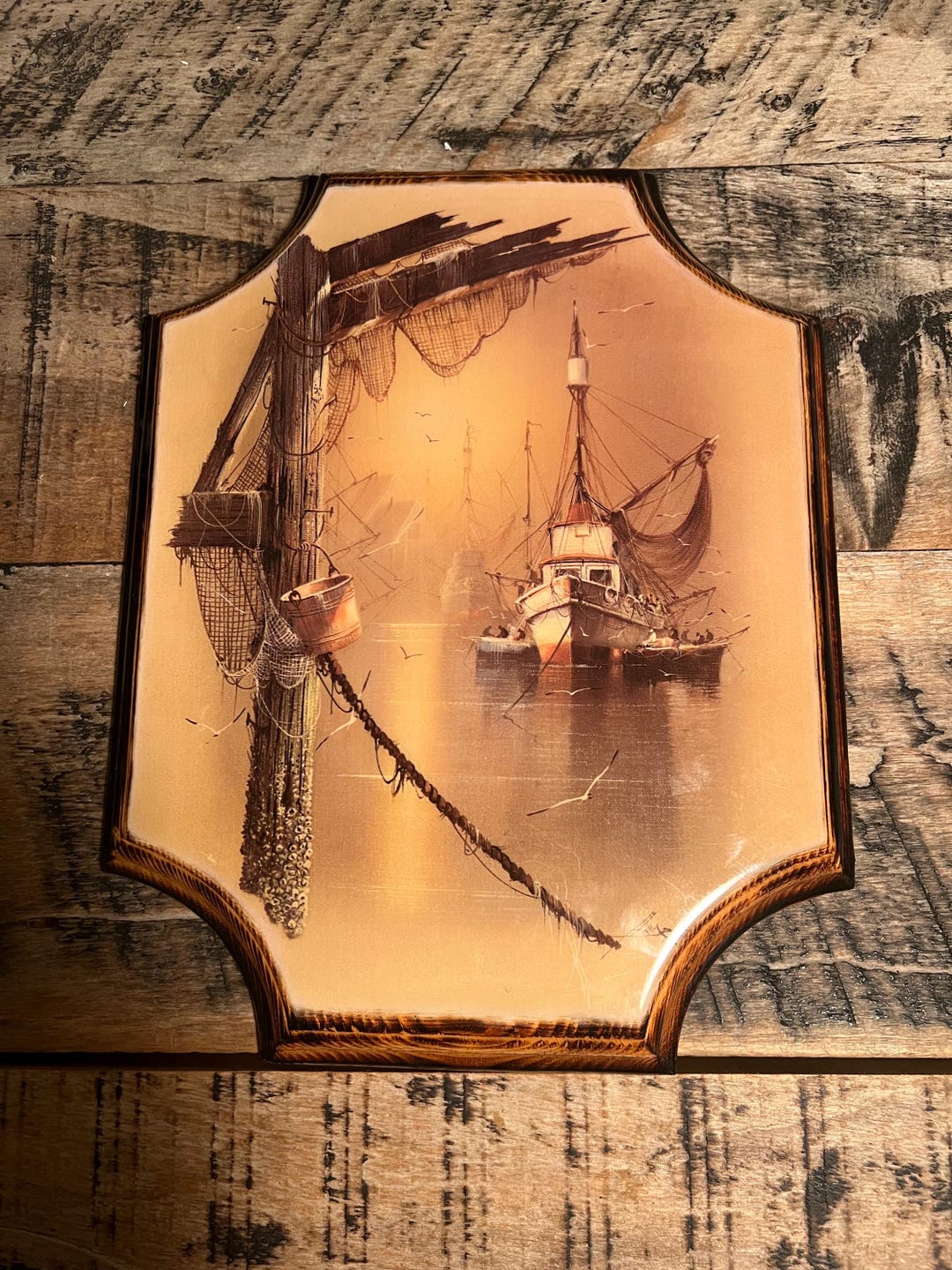 Andres Orpinas Ship Sails Ocean on Wood Slab Epoxy Finish Home Decor - Etsy