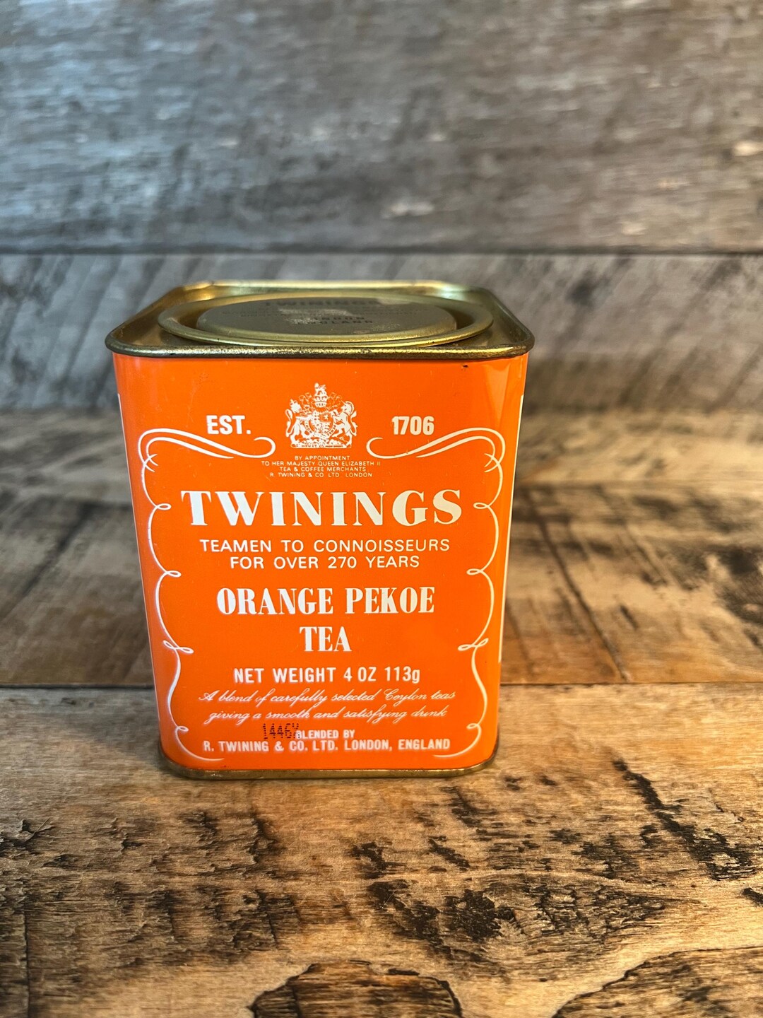 Vtg Twinings Orange Pekoe Tea Container London England Kitchen Decor 7 ...