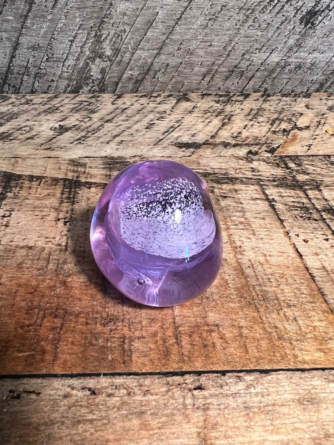 Art Glass-round Paperweight Lavender Tone Bubbles With Sparkles - Etsy