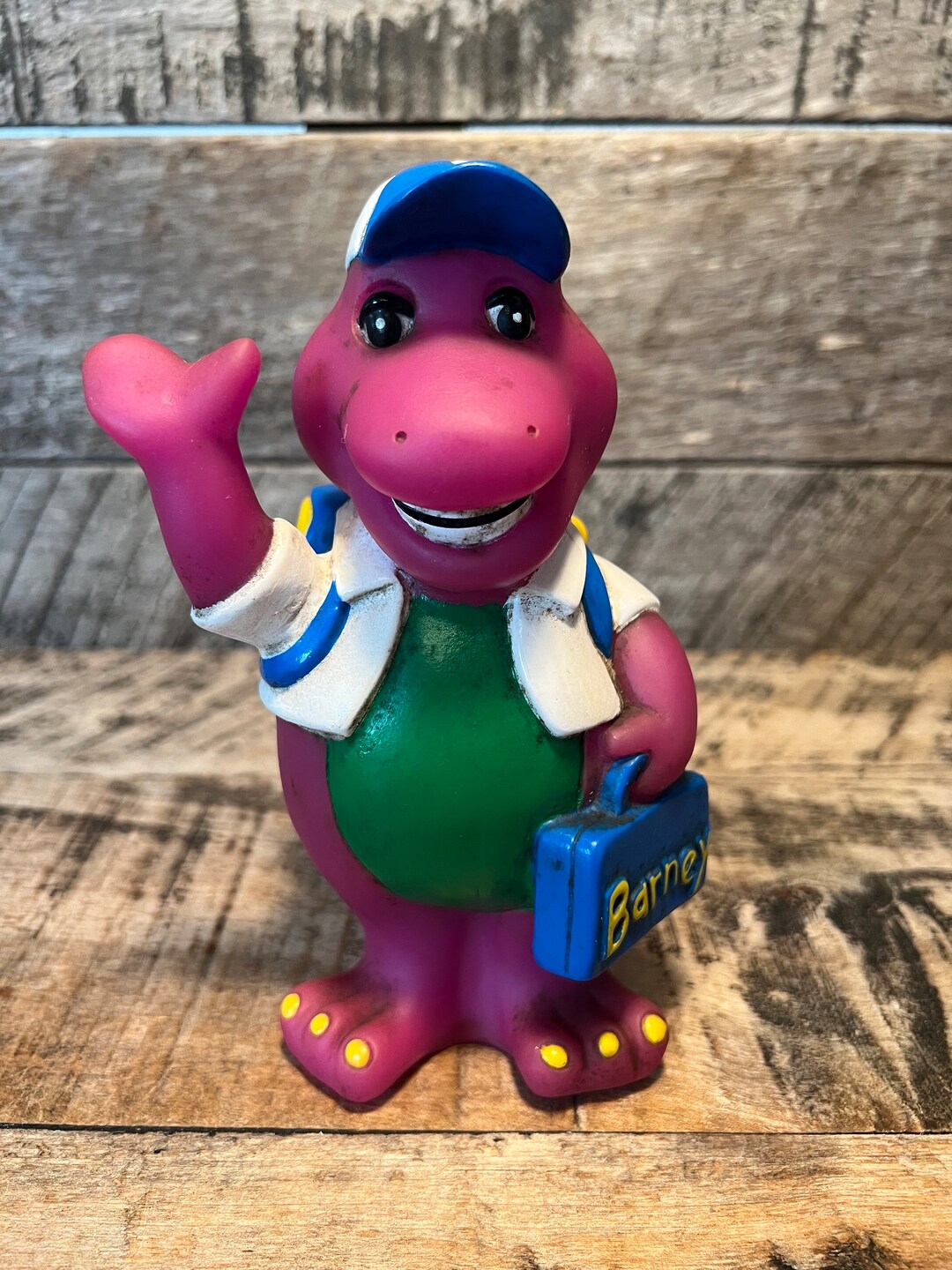 Lyons Barney Coin Bank 7 Inch Vinyl Purple Dinosaur Figurine Bank ...