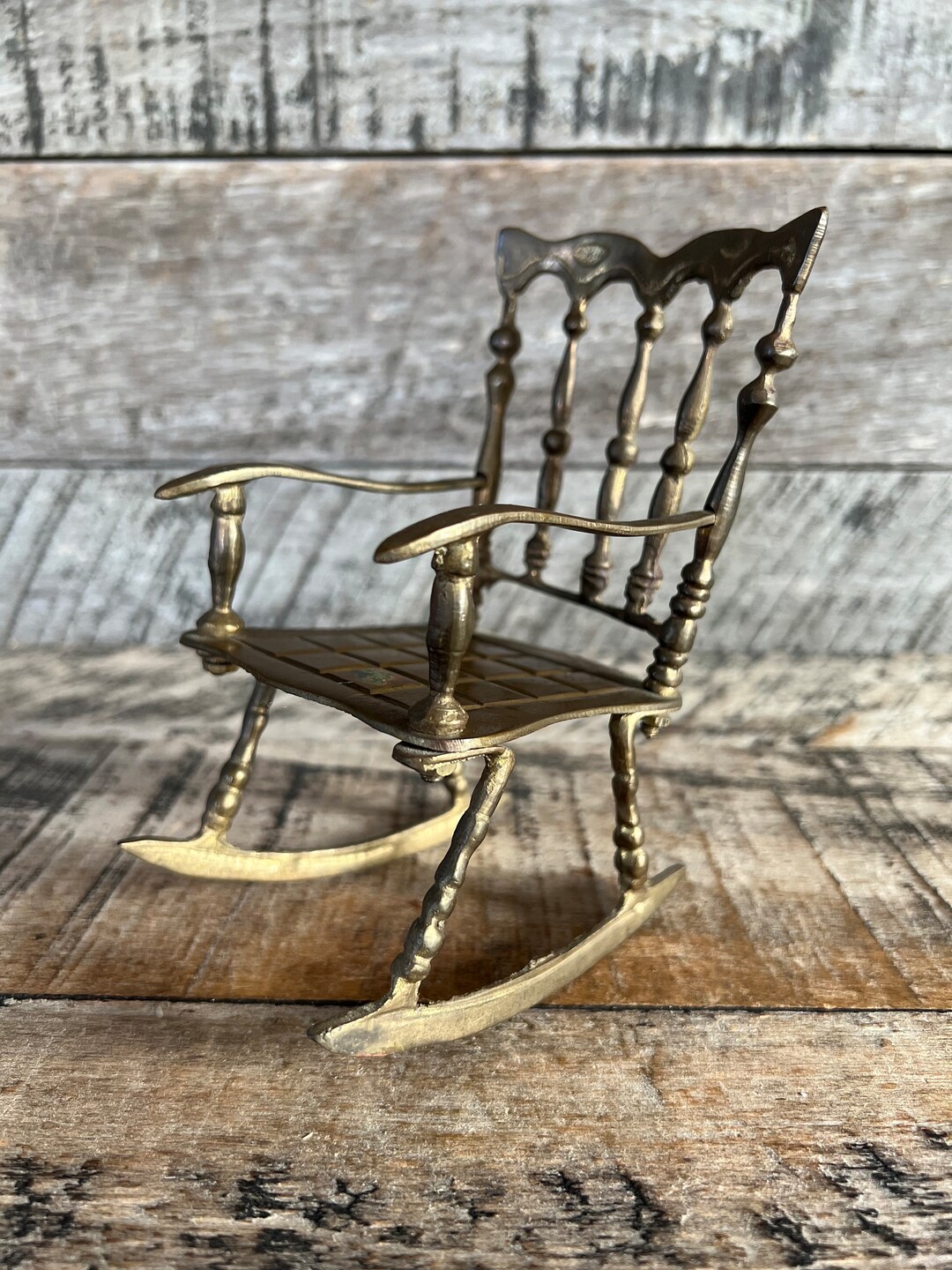 Miniature Brass Rocking Chair Decorative Doll Chair 6 Inches Tall Vtg ...