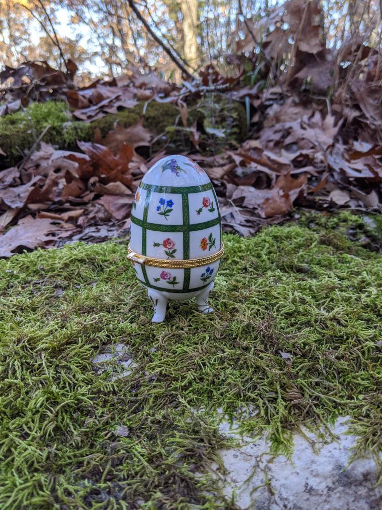 Vintage Ceramic Egg Trinket Box - Etsy