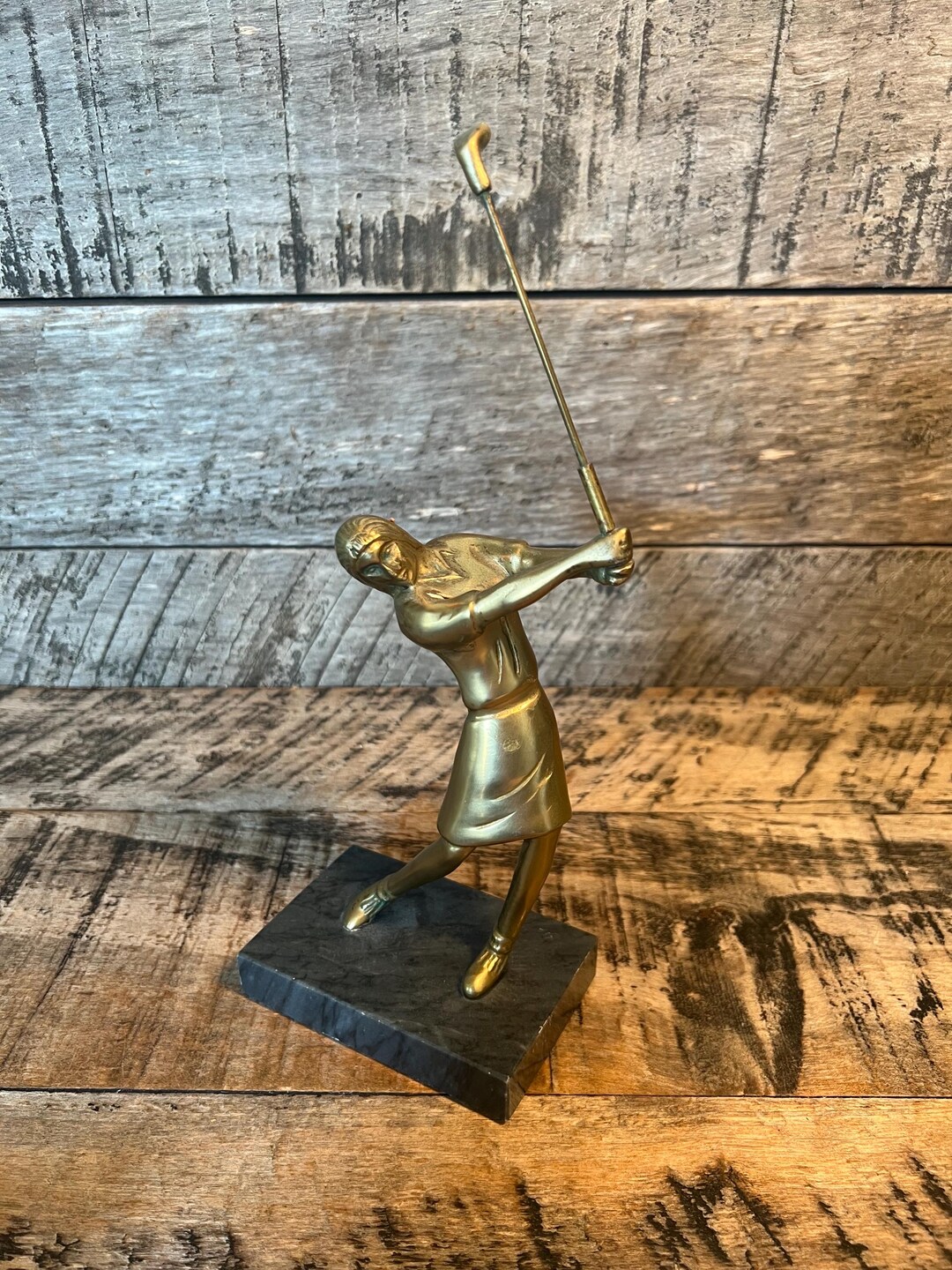 Vtg Brass Female Golfer on Marble Base Statue Trophy 10 1/2 Tall - Etsy