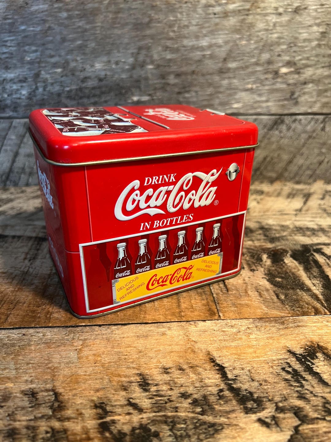 Vtg 2000 Retro Coco Cola Bottle Tin Metal Box Cooler Ice Box - Etsy