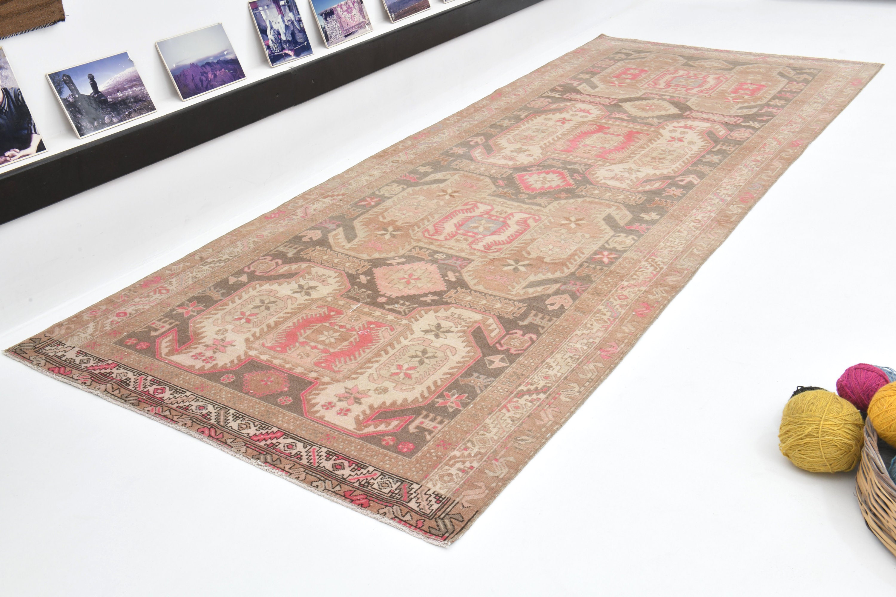 4'1x10'3 Neutral Runner Rug, Original Runner Rug, Pastel Runner, Home ...