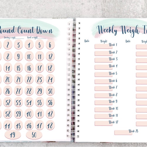 Weight Loss Journal Printable Weight Loss Tracker Instant - Etsy