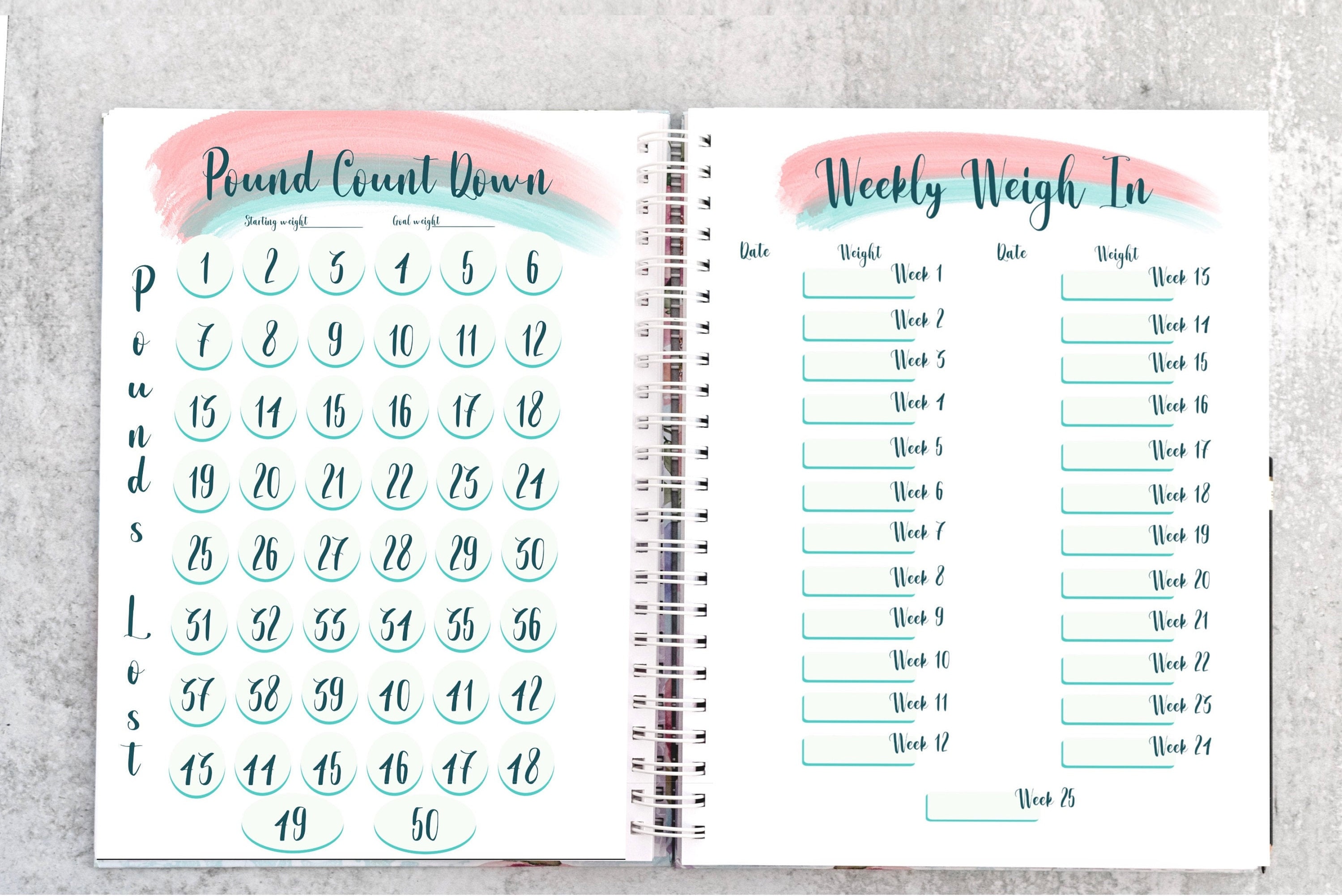 Weight Loss Journal Printable Weight Loss Tracker Instant Etsy Canada