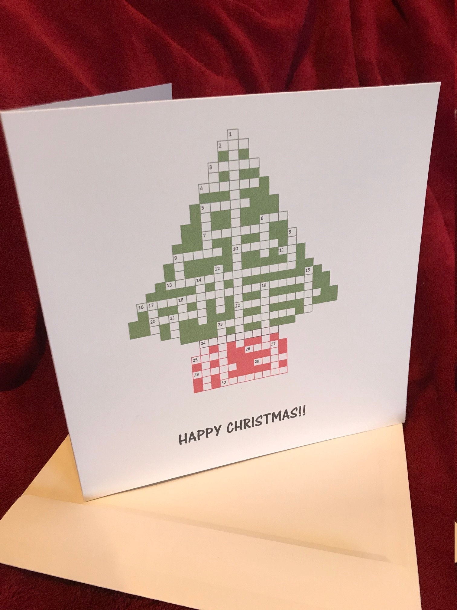 Cryptic Crossword Christmas Tree Card 8x8 - Etsy UK
