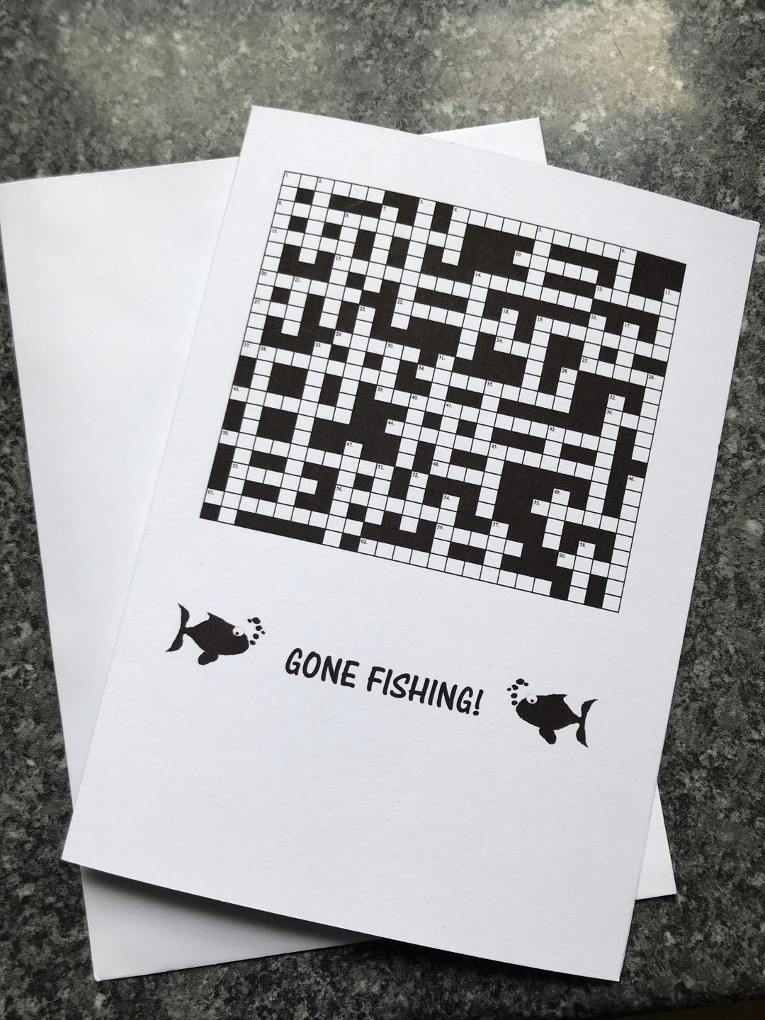 Gone Fishing! - Fishing Themed Cryptic Crossword Puzzle Greetings Card ...