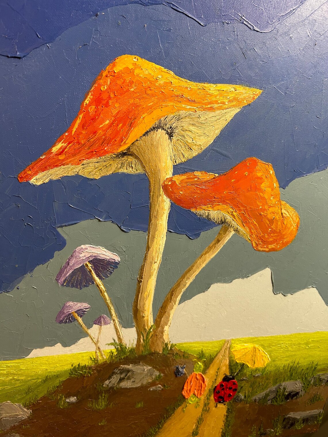 Stormy Walk, Original One of a Kind Hand Painted Impasto Oil Painting ...