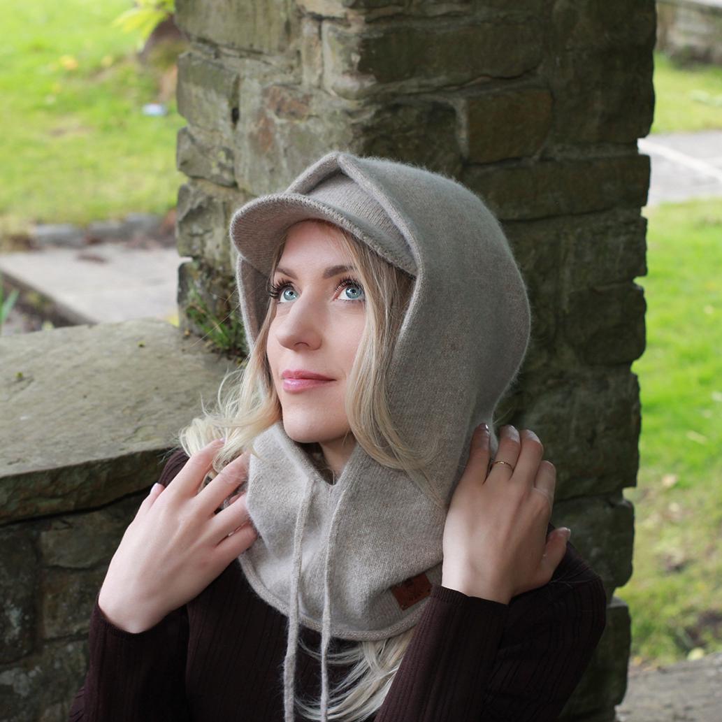 Cashmere Winter Hood Hat for Women – Warm Hooded Beanie, Soft Knit ...