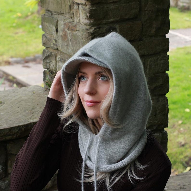 Cashmere Winter Hood Hat for Women – Warm Hooded Beanie, Soft Knit ...