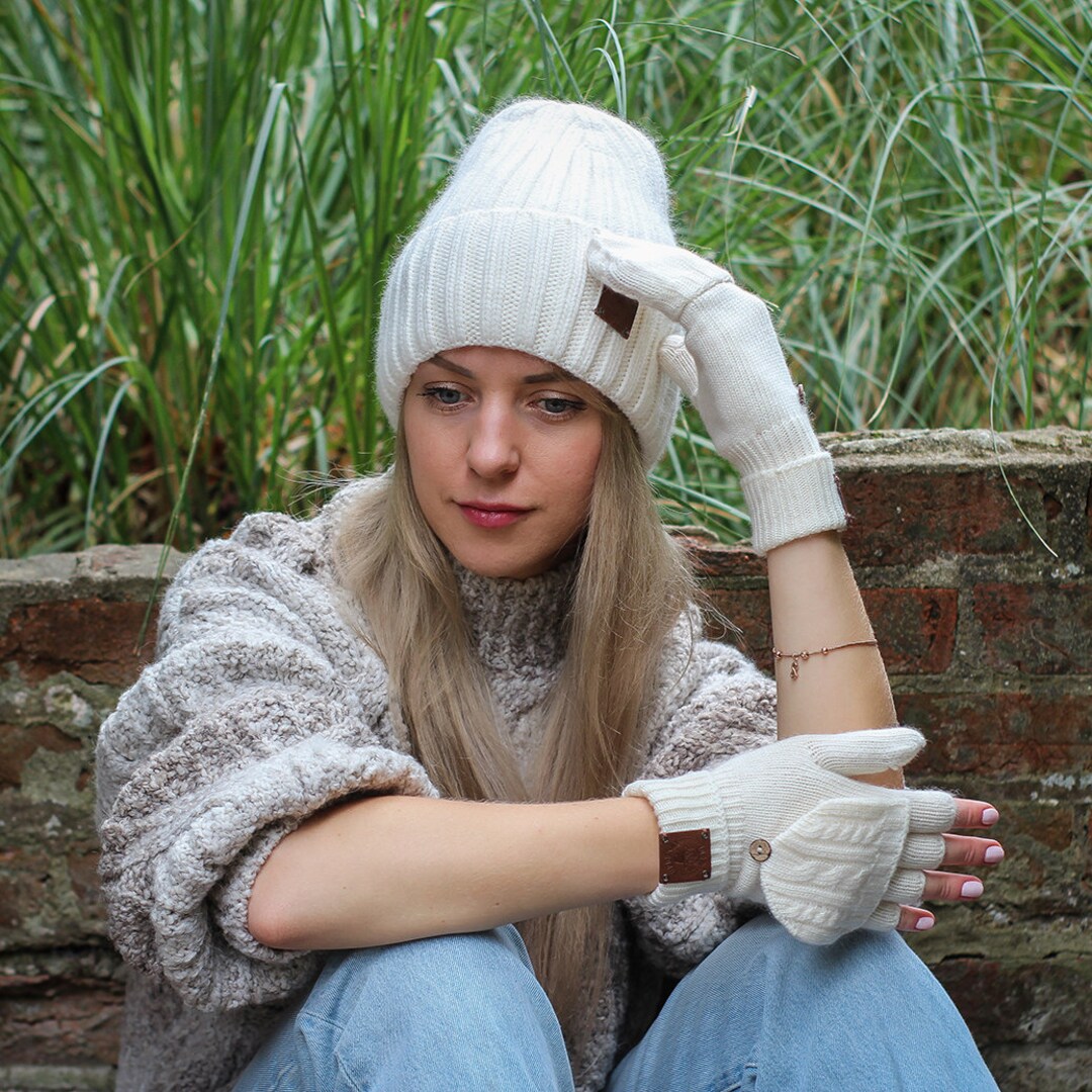 Cashmere Fingerless Gloves, Flappers Mittens Gloves, Convertible ...