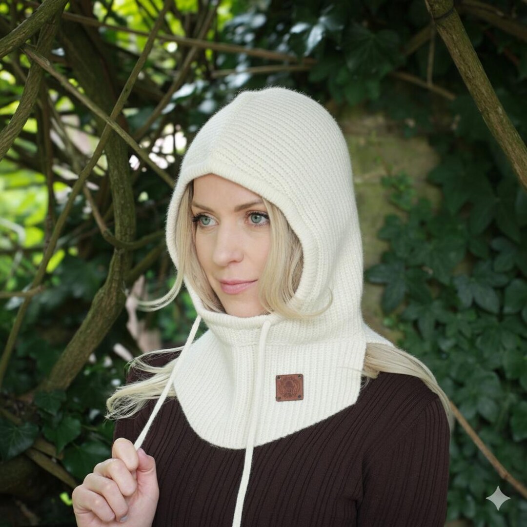 Cashmere Winter Hood Hat for Women – Warm Hooded Beanie, Soft Knit ...