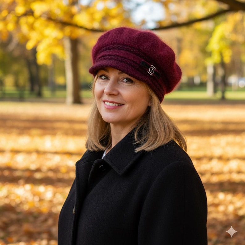 Women's Winter Cashmere & Angora Wool Peak Hat – Chunky Double Layer ...