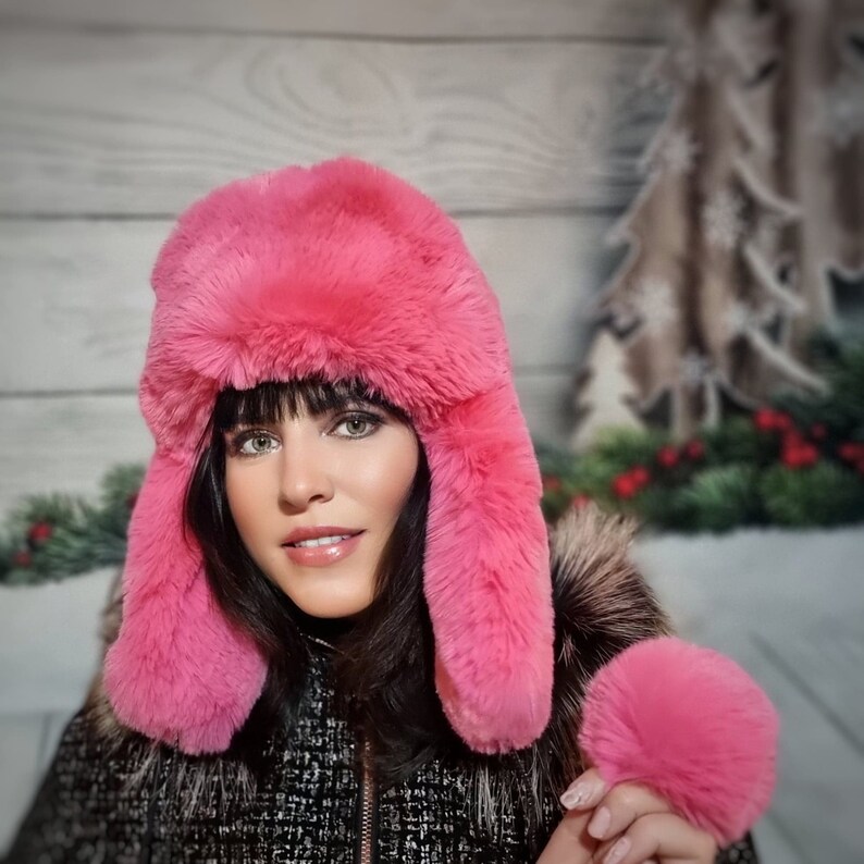 Luxury Faux Fur Hat Earflap Faux Fur Hat Windproof Lined - Etsy