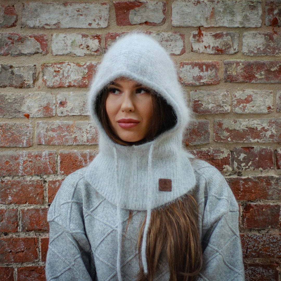 Cashmere Winter Hood Hat for Women – Warm Hooded Beanie, Soft Knit ...