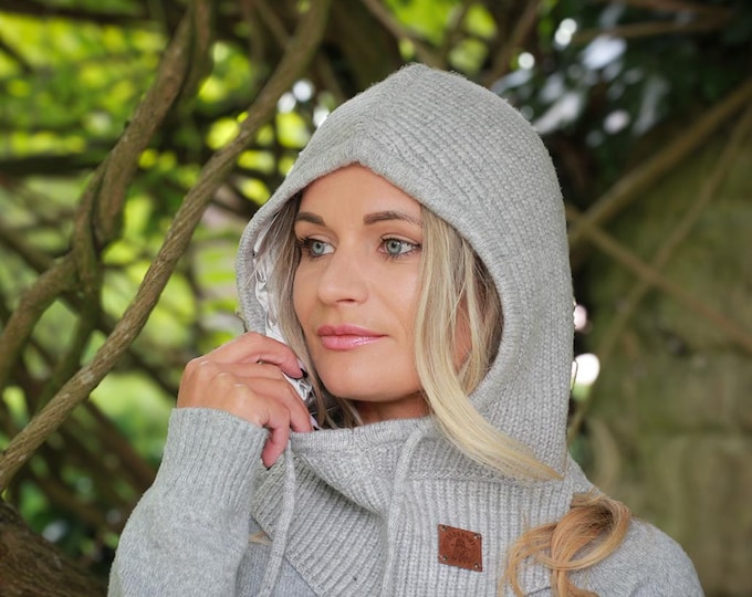 Silk-lined Cashmere Winter Hood Hat for Women – Soft Knit Balaclava ...