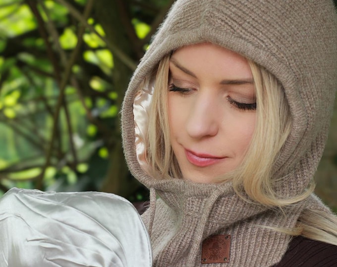 Silk-lined Cashmere Winter Hood Hat for Women – Soft Knit Balaclava ...