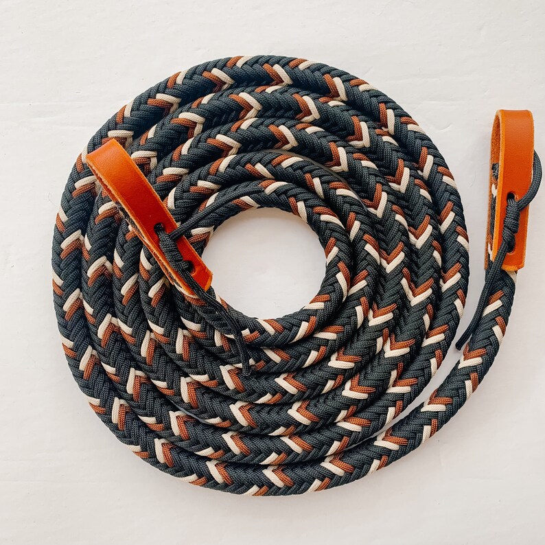 Paracord Loop Reins, 9 Ft. Length, Leather Water Tie End, Attaches to ...