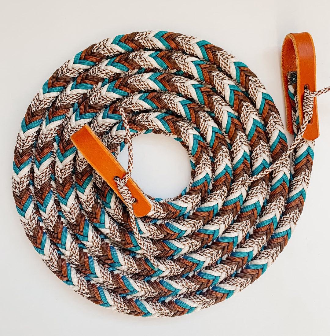 Paracord Loop Reins, 9 Ft. Length, Leather Water Tie End, Attaches to ...
