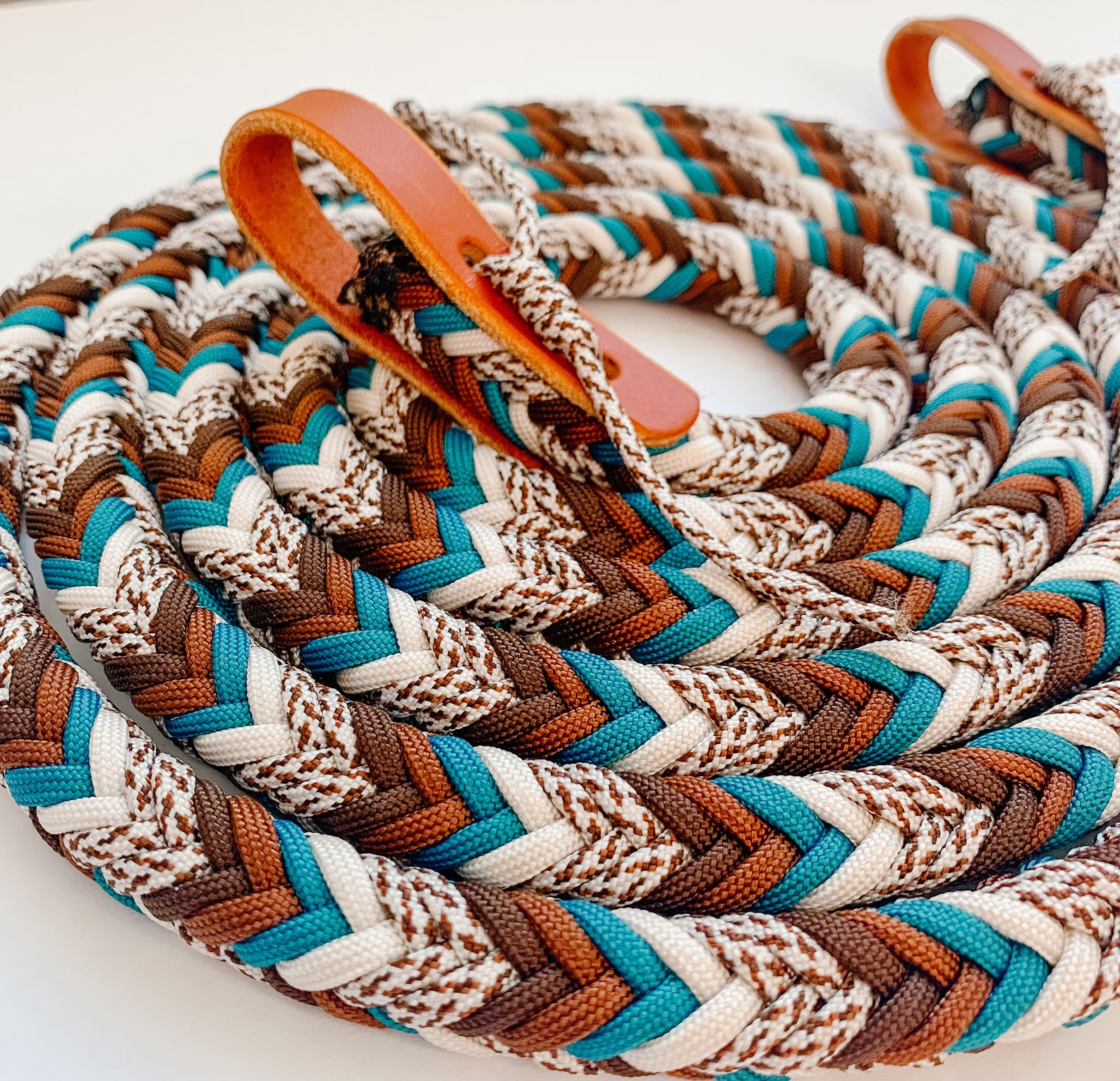 Paracord Loop Reins, 9 Ft. Length, Leather Water Tie End, Attaches to ...