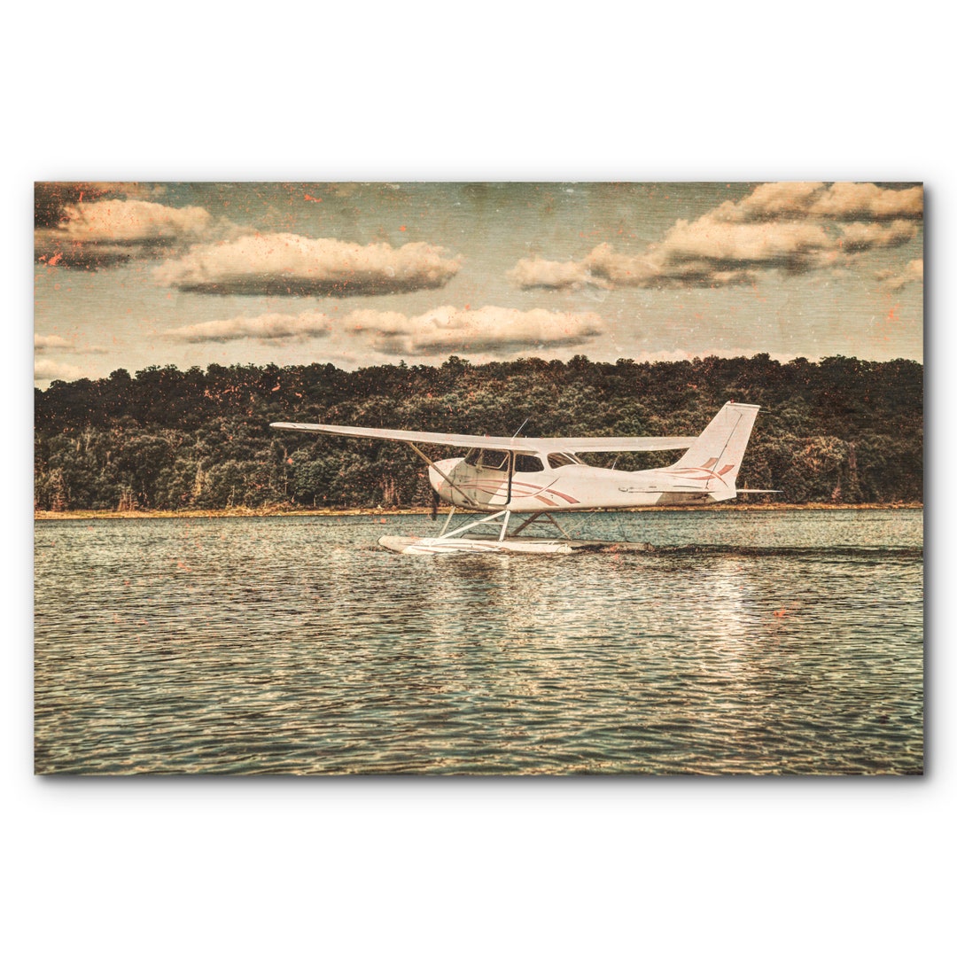 Airplane Photography, Seaplane on Water, Lake Landscape, Cottage Gift ...