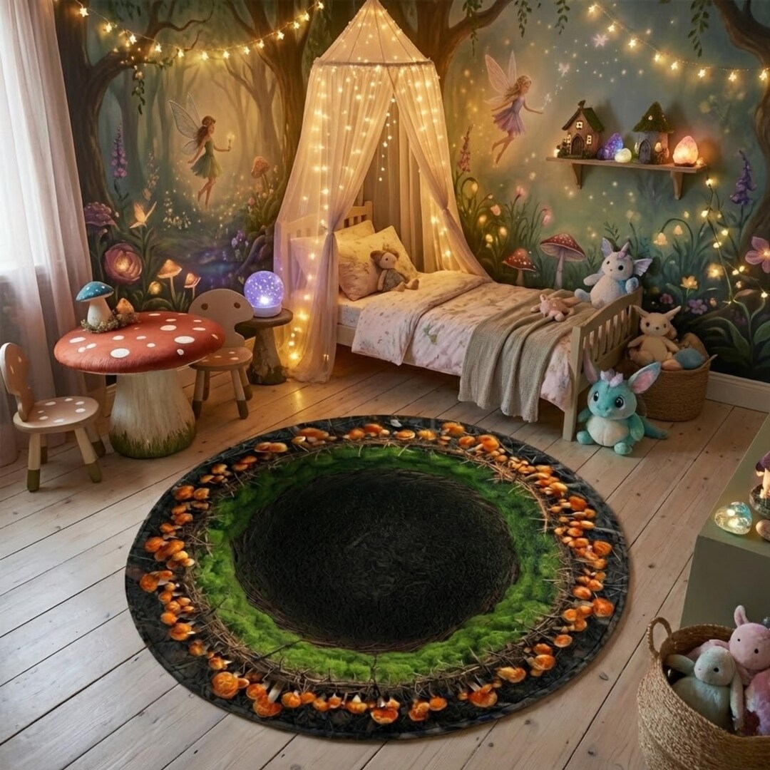 Fairy Ring Trap Rug, Optical Illusion Mushroom Hole Carpet, Cottagecore ...