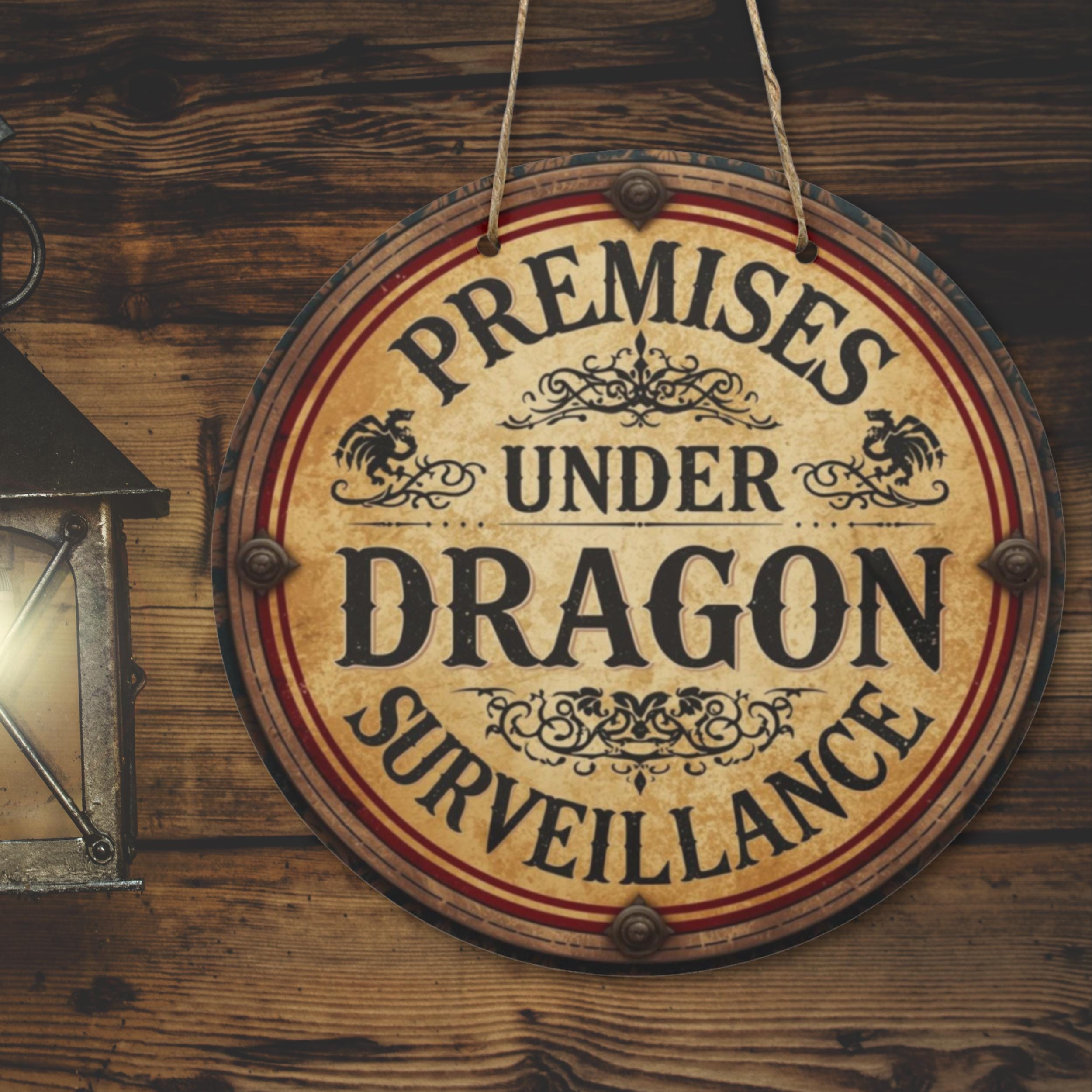Medieval Tavern Sign, Fantasy Dragon Decor, "under Dragon Surveillance ...