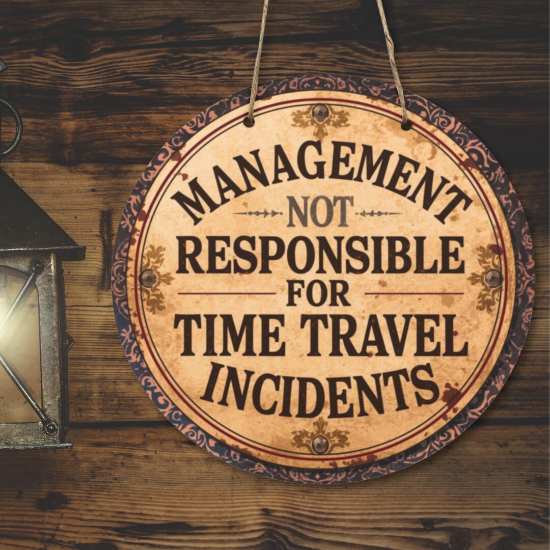 Funny Time Travel Sign, Management Not Responsible Plaque, Steampunk ...