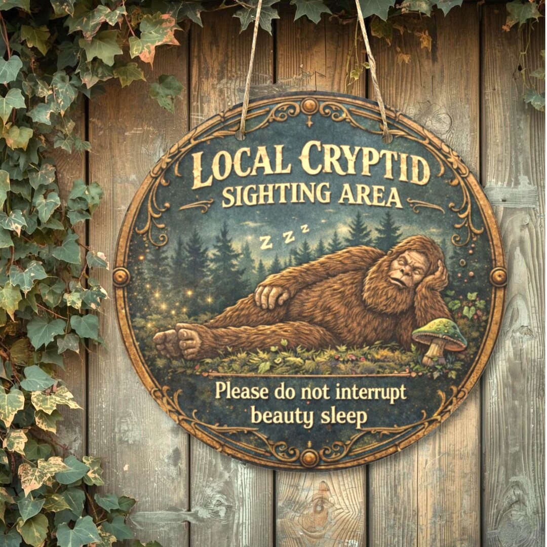 Local Cryptid Sighting Area Wooden Sign, Funny Fantasy Door Sign ...