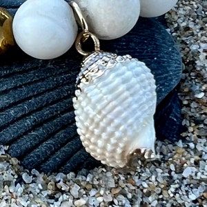 Off White Shell Bracelet, Gold Accent Bracelet, Natural Stone Bracelet ...