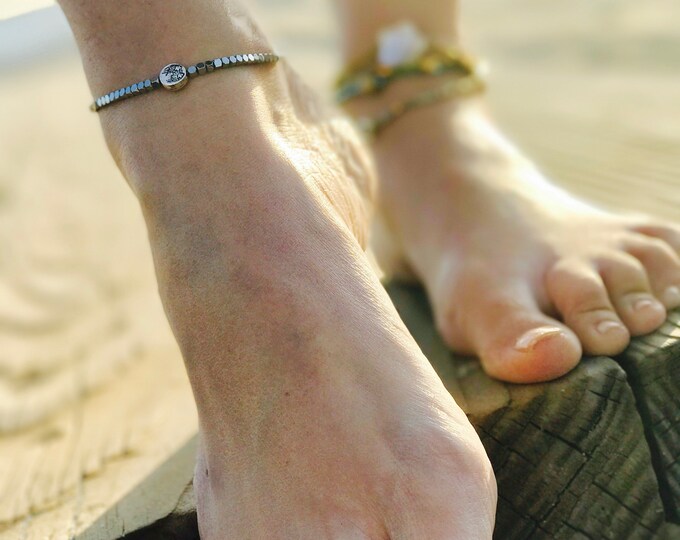 Beaded Anklet for Women, Beach Ankle Bracelet, Silver Anklet, Boho ...