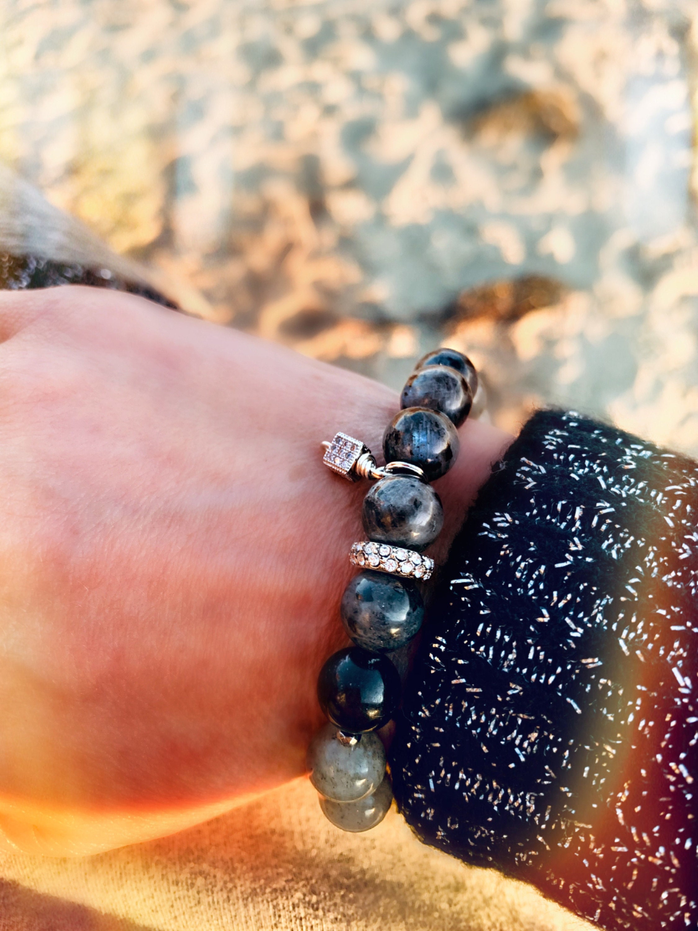 Larvikite Bracelet Labradorite bracelet grey bracelet | Etsy