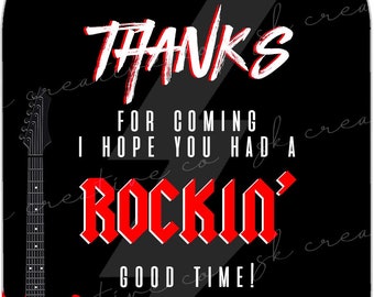Lets Rock Birthday Party Favor Tag, Thank You Tag, Rock N Roll ...