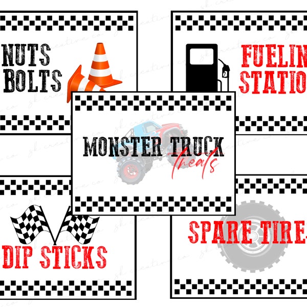 Monster Truck Food Signs - Etsy