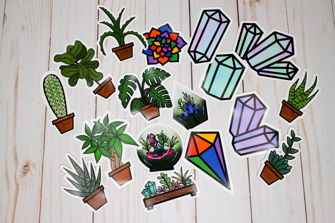 Large Sticker Pack, Houseplants, Crystals, Terrariums, Sticker Bundle ...