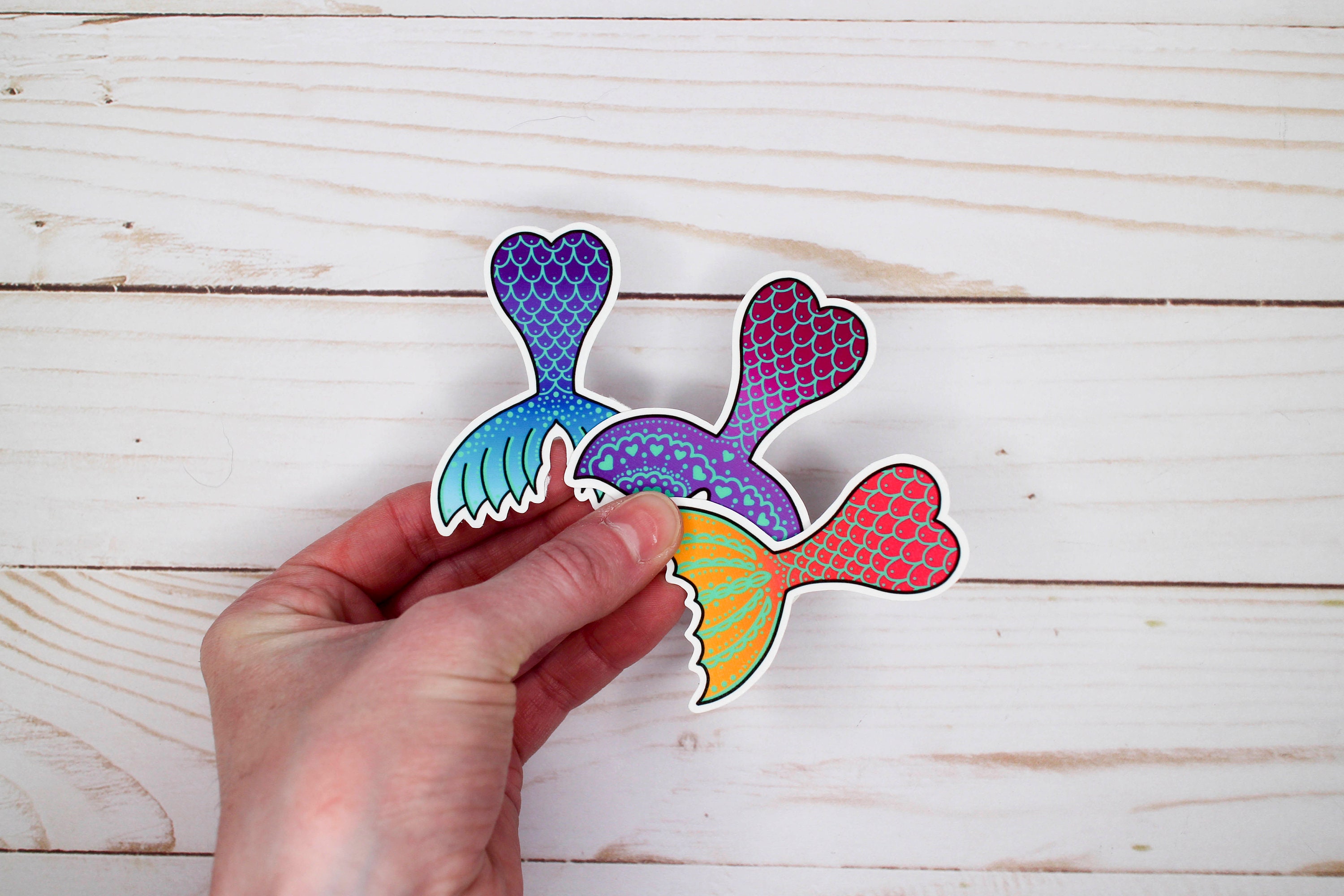 Mermaid Sticker Pack. Mermaid Tail Stickers. Handmade Stickers. Water ...