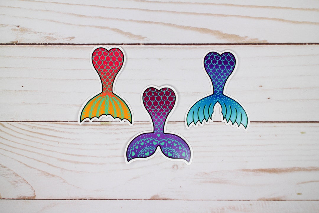 Mermaid Sticker Pack. Mermaid Tail Stickers. Handmade Stickers. Water ...