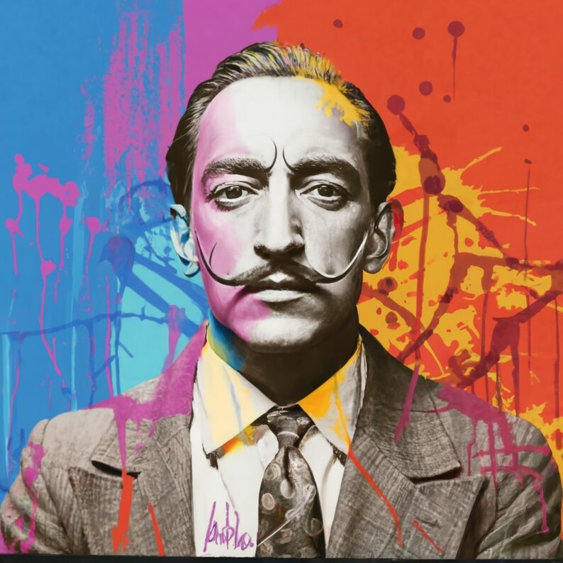 Surrealist Vision Salvador Dalí Inspired Digital Art Portrait, Surreal ...